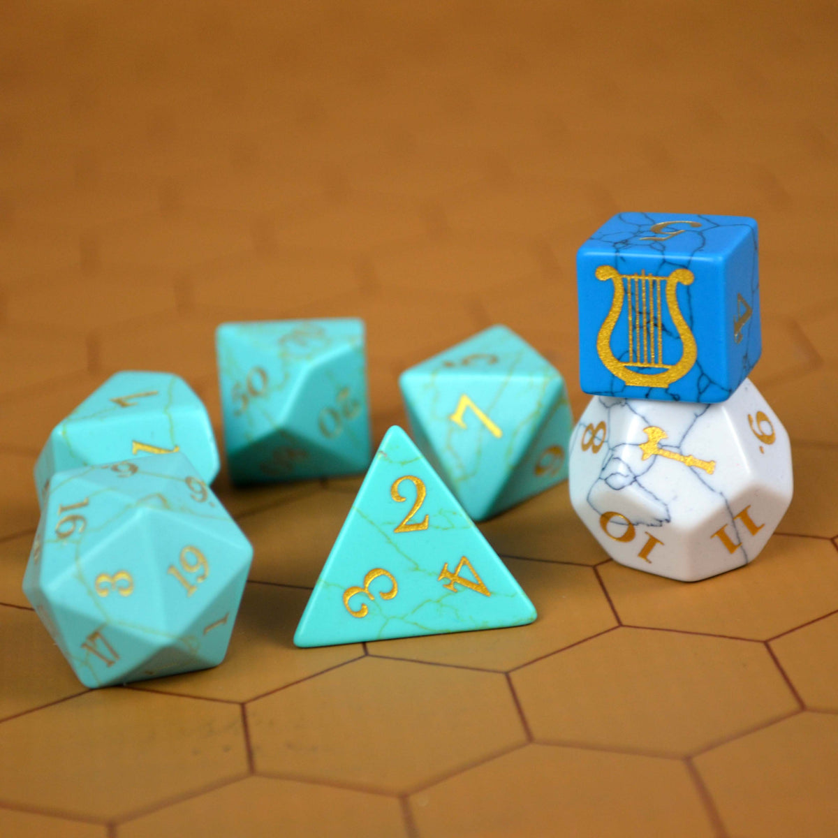 Bardbarian Celestial Stone Dice Set – Bard and Barbarian